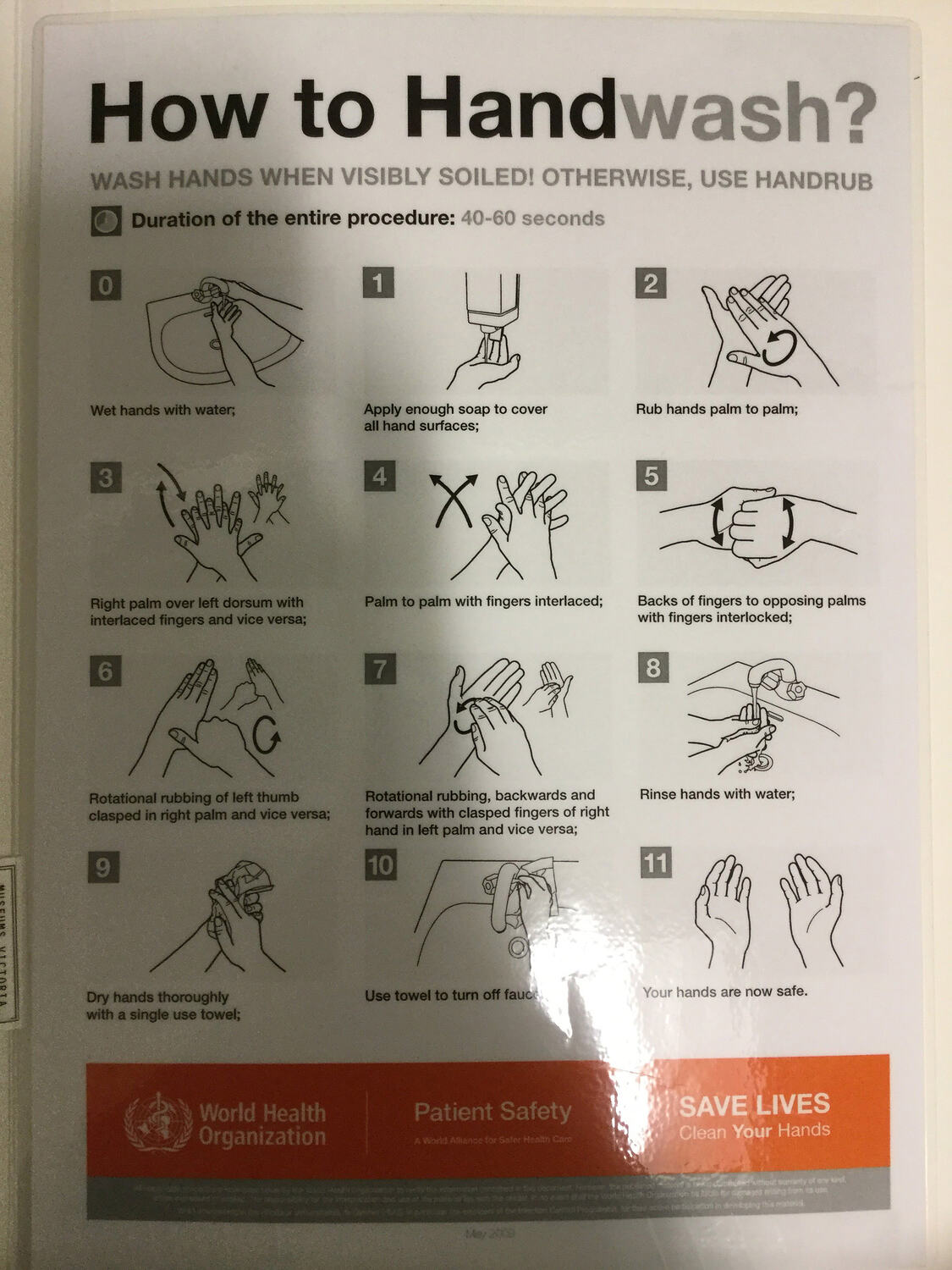 Sign - 'How to Handwash', World Health Organisation, Mar 2020