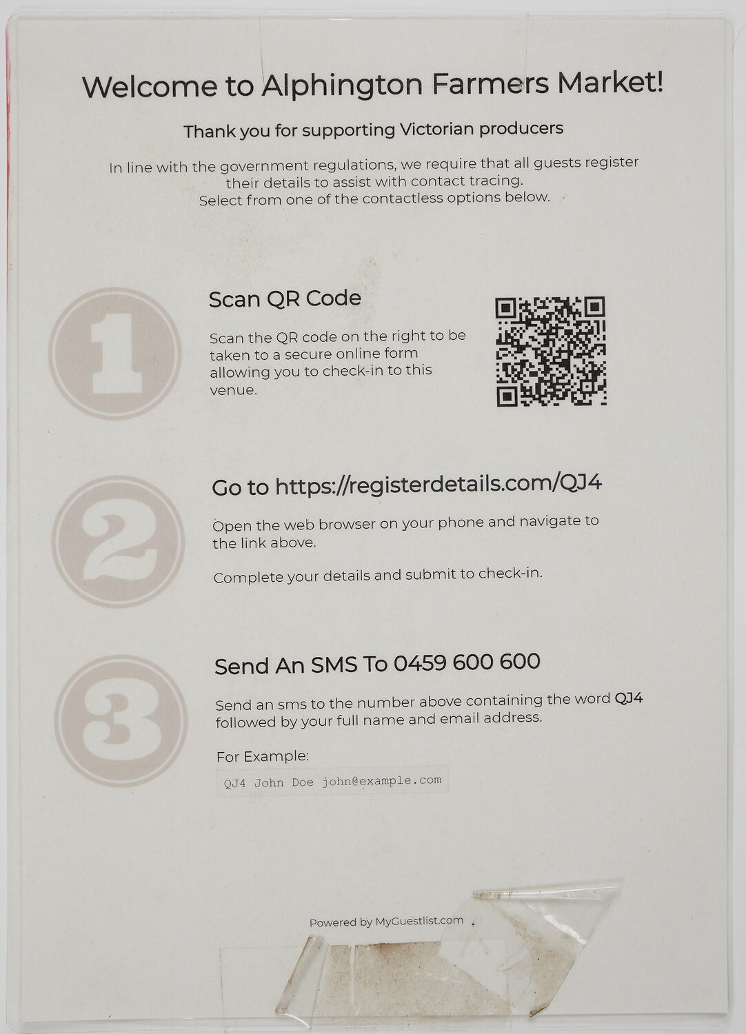 Sign - QR Code, 'Welcome To Alphington Farmers Market!', Alphington ...