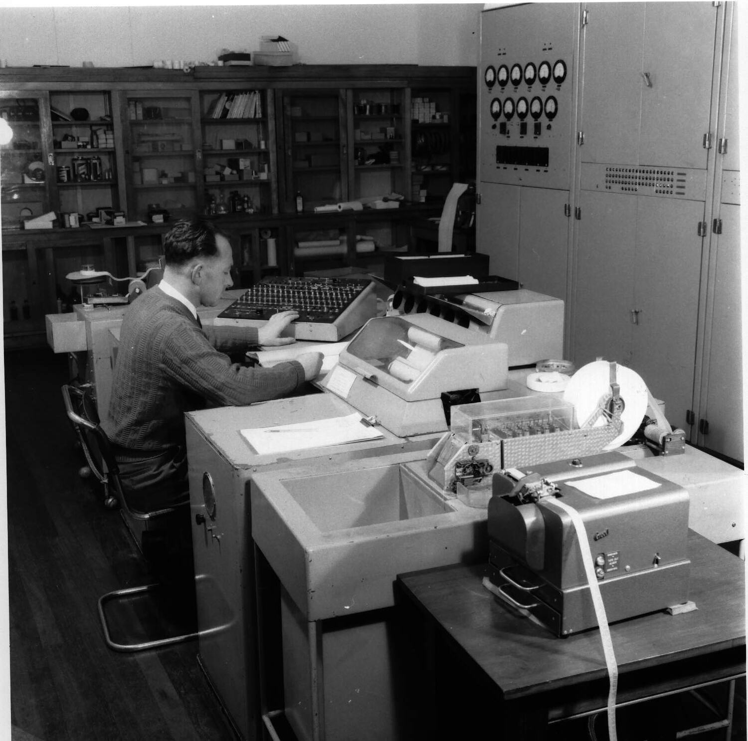 Photograph - CSIRAC Computer, Roy Muncey at Console, 17/6/1960