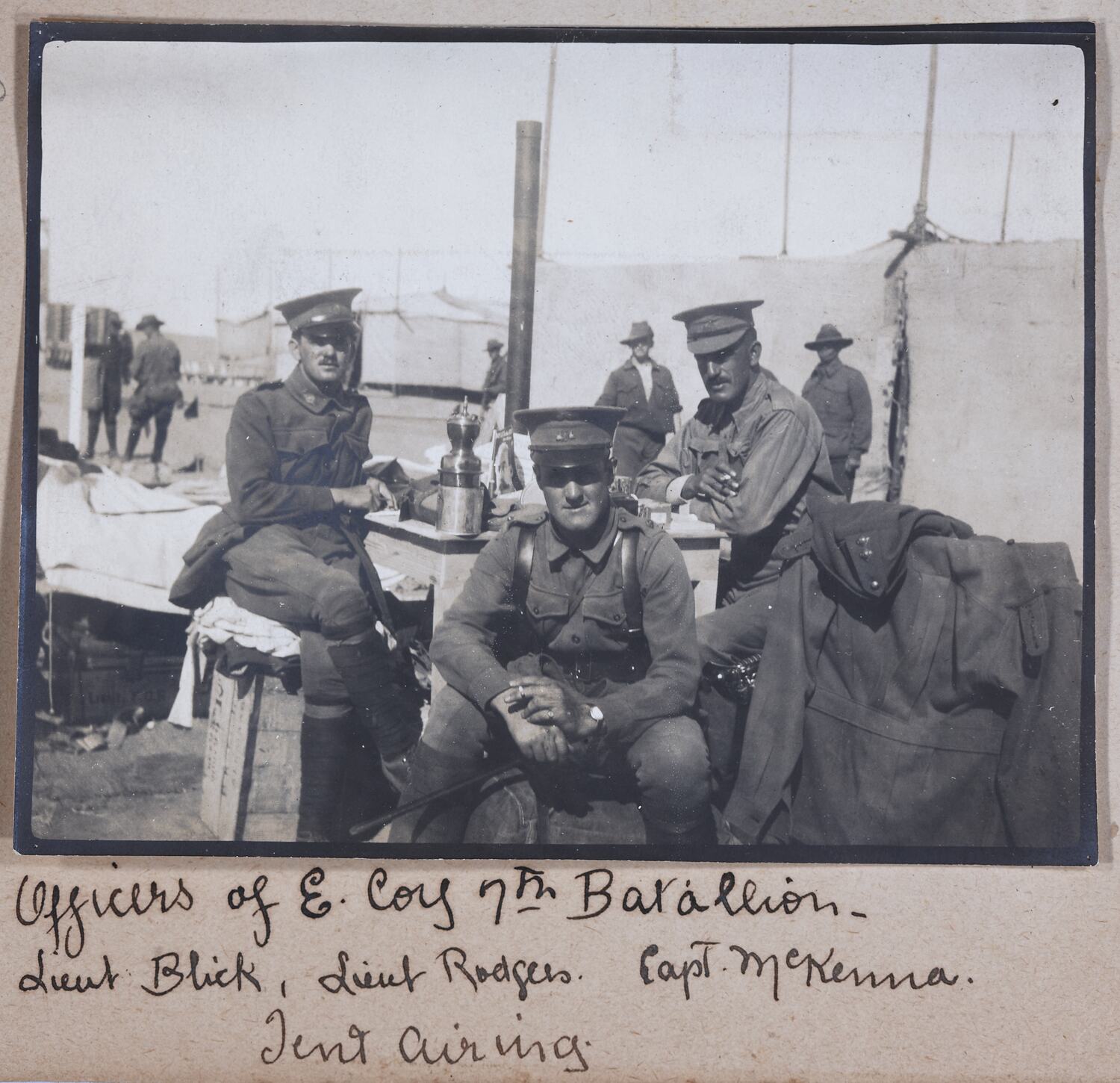 Photograph - 'Officers of E. Coy 7th Battalion', Egypt, Captain Edward ...
