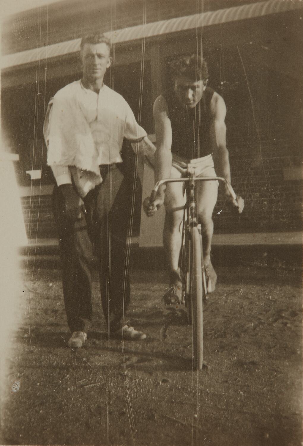 Digital Image - Two Men and a Bicycle, Orroroo, South Australia, 1930s