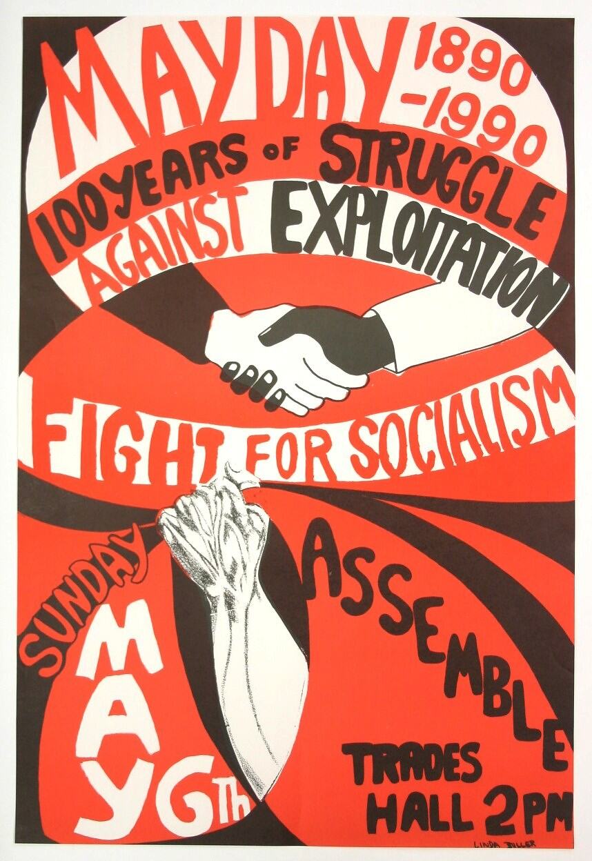 Poster - 'May Day 1890-1990, 100 Years of Struggle Against Exploitation ...