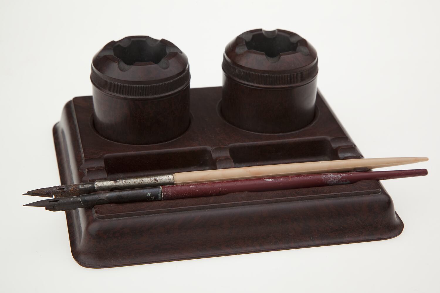Inkwell Desk Set - Duperite, Tortoiseshell Pattern, Australia, circa 1930s