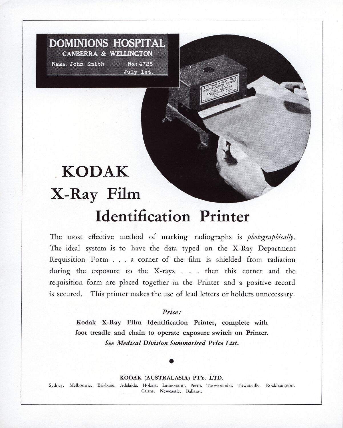 Publicity Flyer - Kodak (Australasia) Pty Ltd, 'Kodak X-Ray Film ...