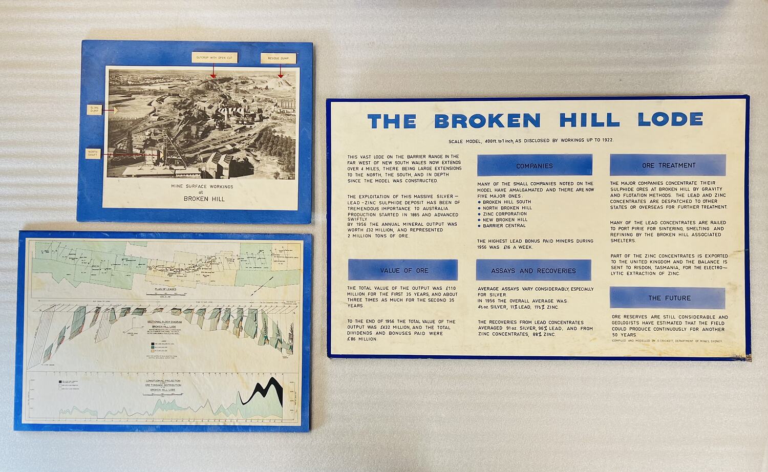 Exhibition Labels - Set of Three, Broken Hill Lode, Museum of Applied ...