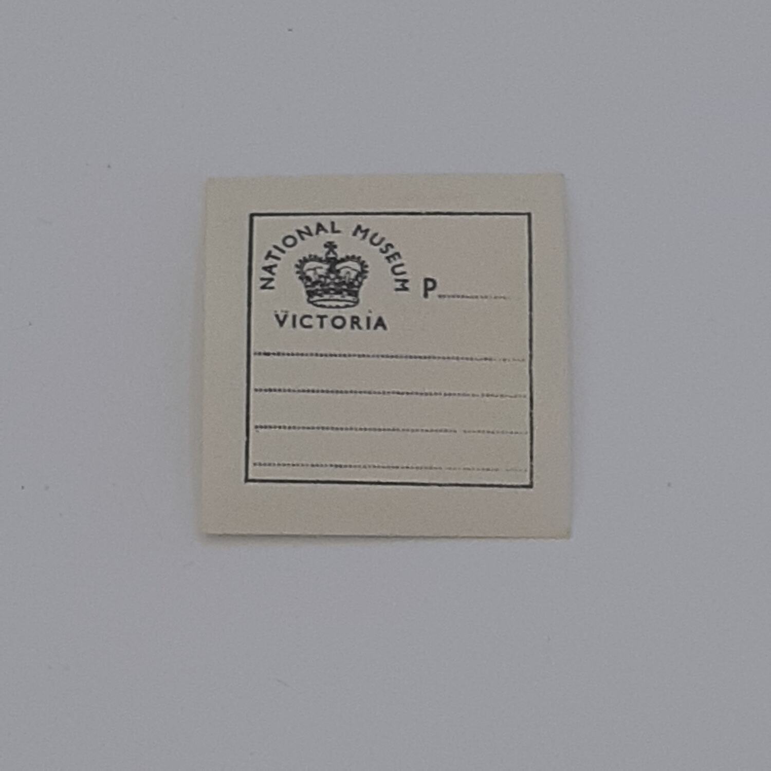 Label - Paper, Unused, National Museum, Victoria, 1950-2000