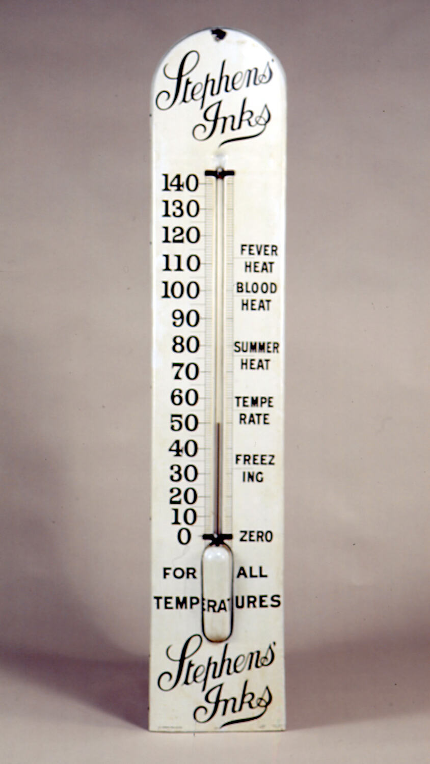 Sign - 'Stephens Inks', Thermometer, Metal & Enamel, 1920s