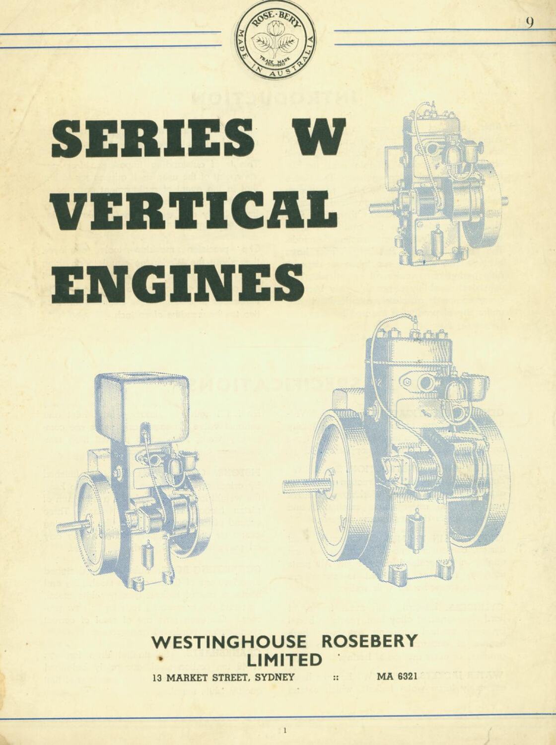 Descriptive Booklet - Series W Vertical Engines, Westinghouse Rosebery ...