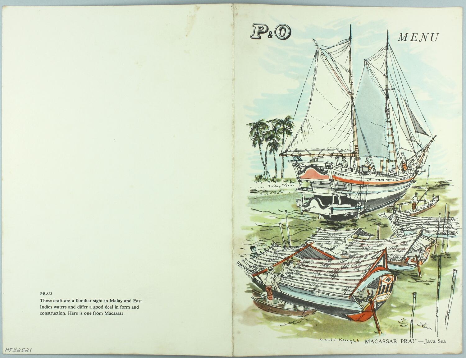 Menu - SS Stratheden, P&O Orient Line, 'Macassar Prau, Java Sea', 28 ...