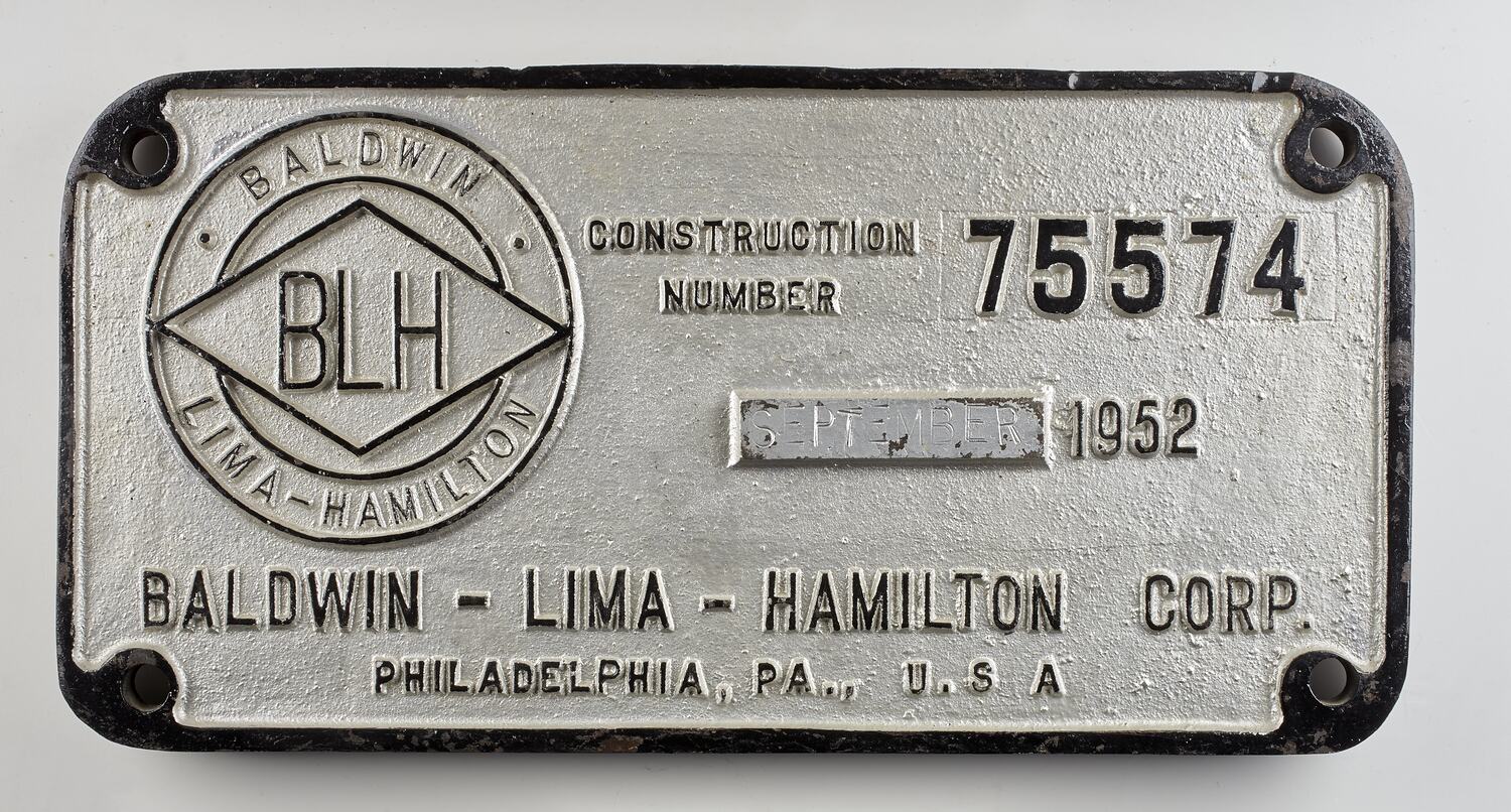 Locomotive Builders Plate - Baldwin-Lima-Hamilton Corp, Philadelphia ...