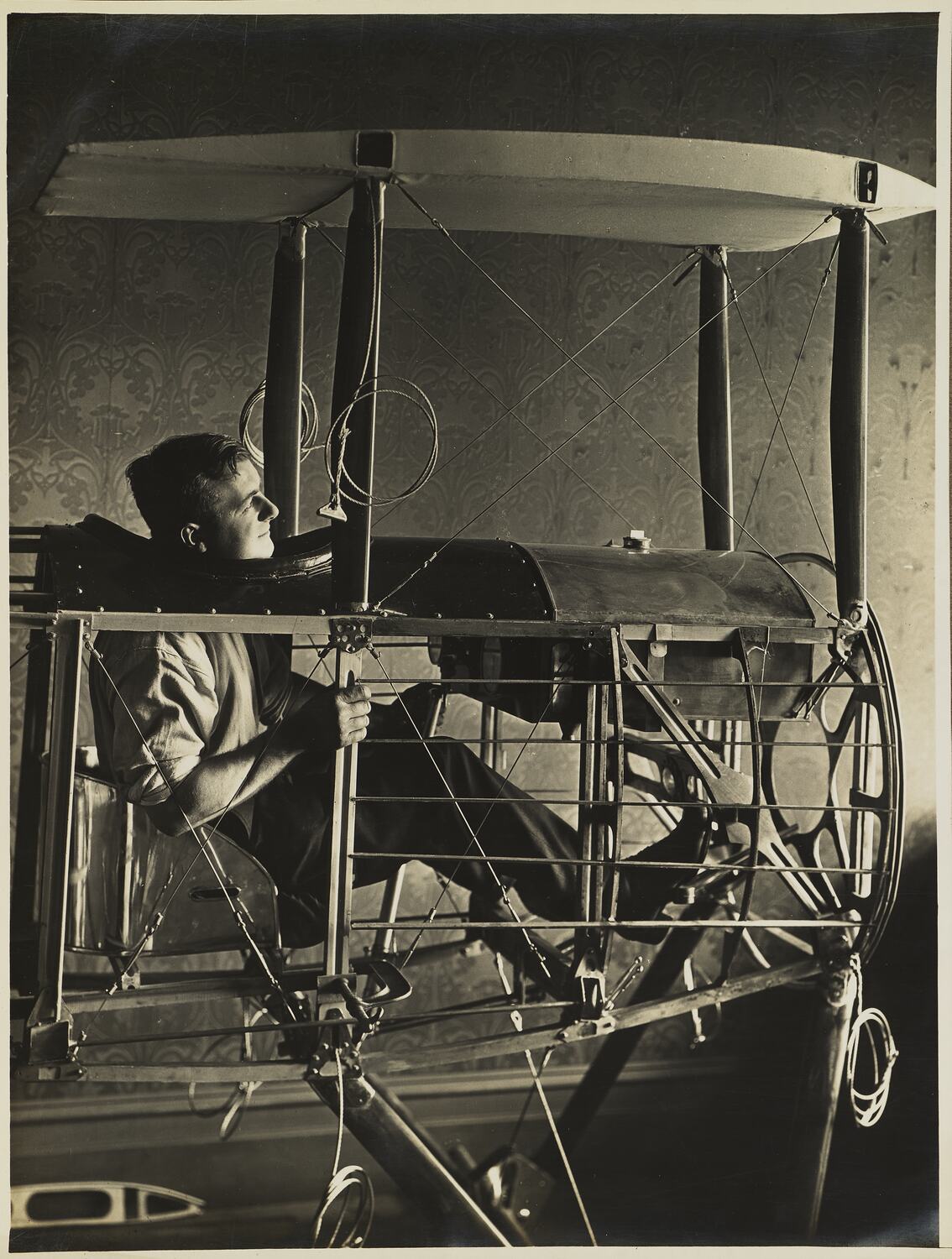 Photograph - Basil Watson Seated in Cockpit of Partially Constructed ...