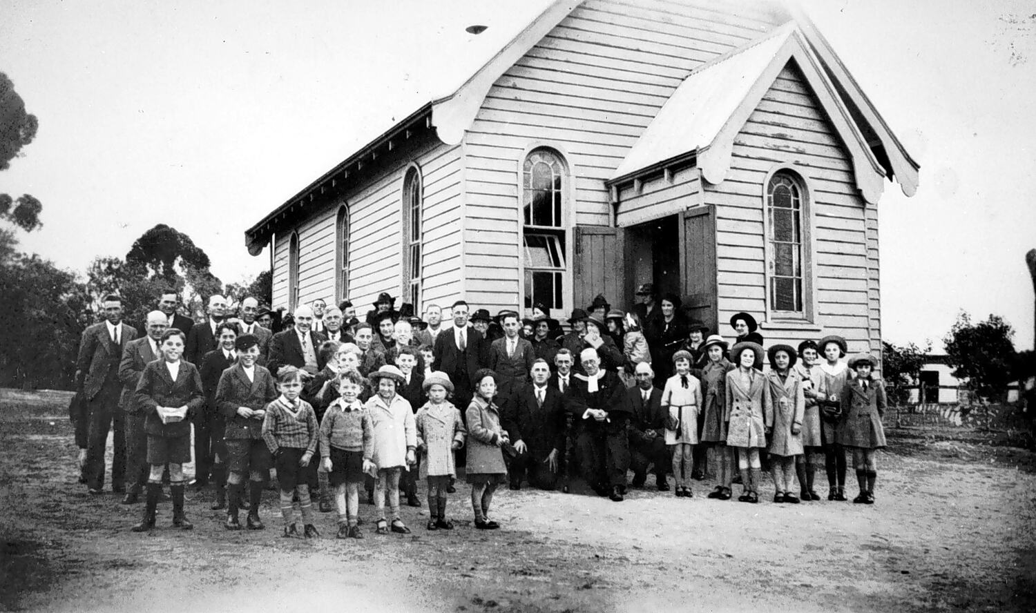 Negative - Congregation Outside Church, Rosebery, Victoria, circa 1935
