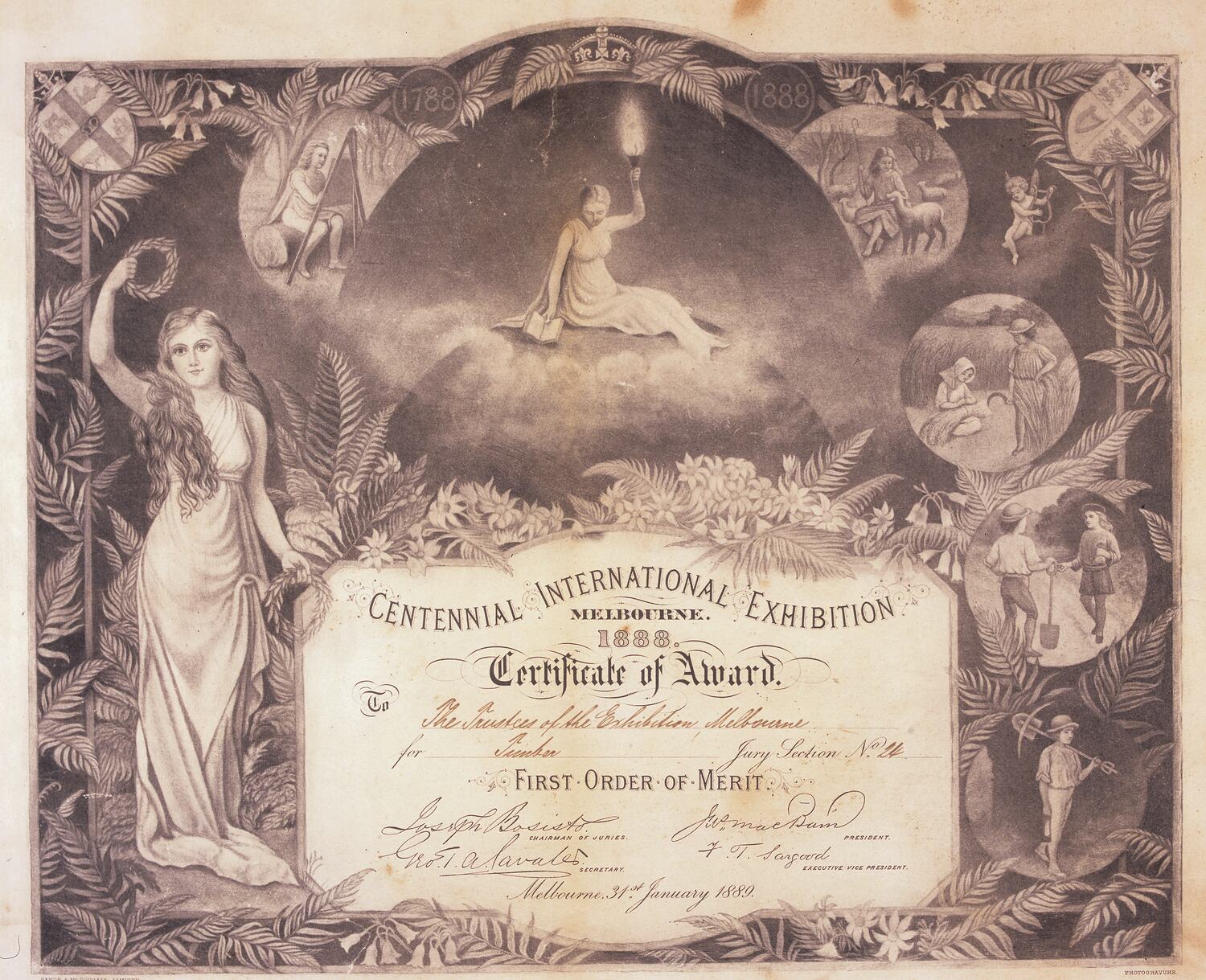 Certificate - First Order of Merit, Centennial International Exhibition ...