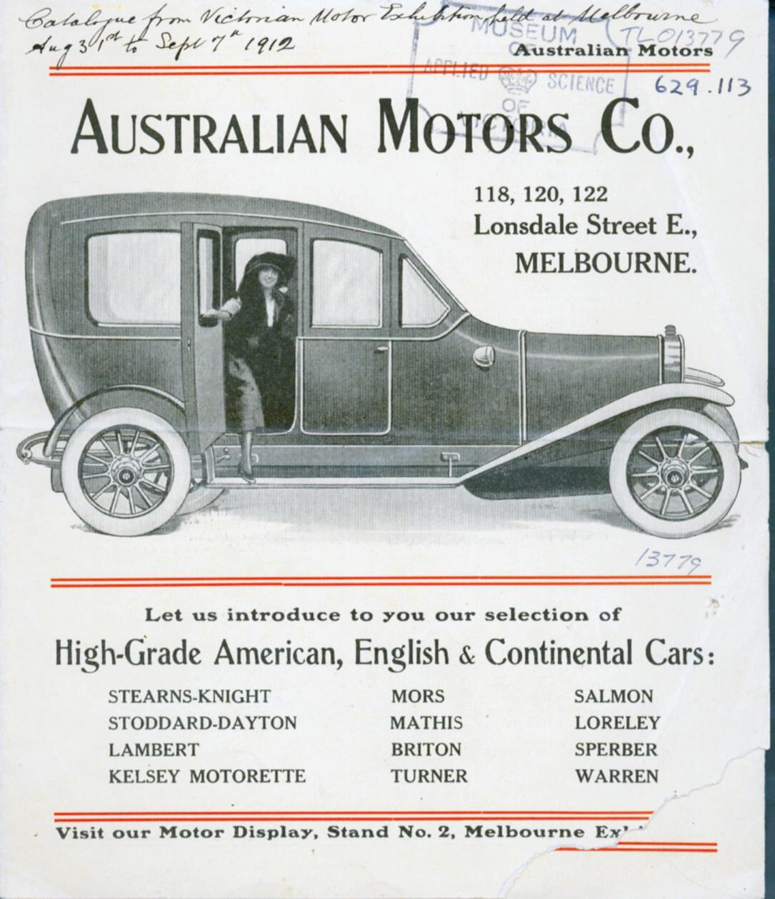Descriptive Leaflet - Australian Motors Company, Motor Cars, circa 1912