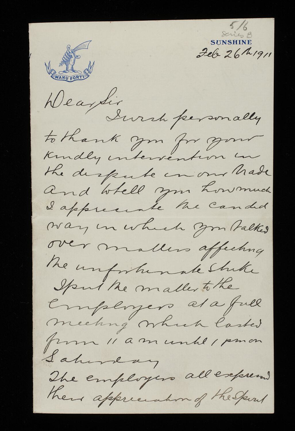 Letter & Envelope - H.V. McKay, to Prime Minister Andrew Fisher, 26 Feb ...