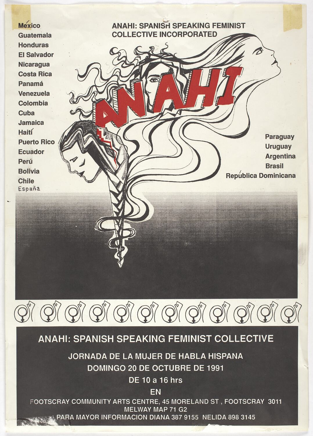 Poster - International Women's Day, Spanish Activities, ANAHI, 1991