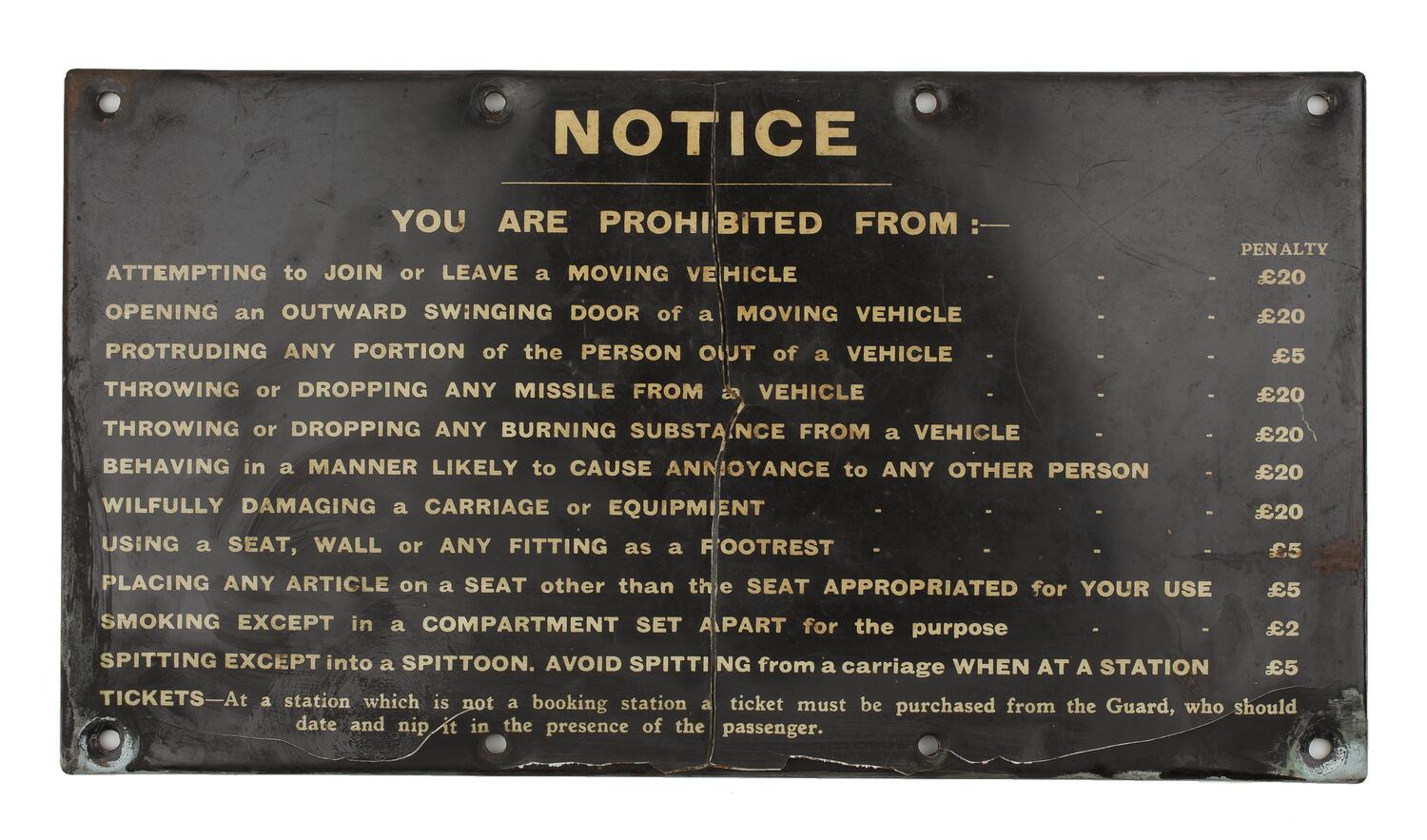 Sign - Passenger Prohibitions, Victorian Railways