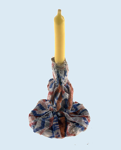 Toy Candle Holder - Yellow Candle, Max Mint Wrappers, Johanna Harry Hillier, circa 1929-1935