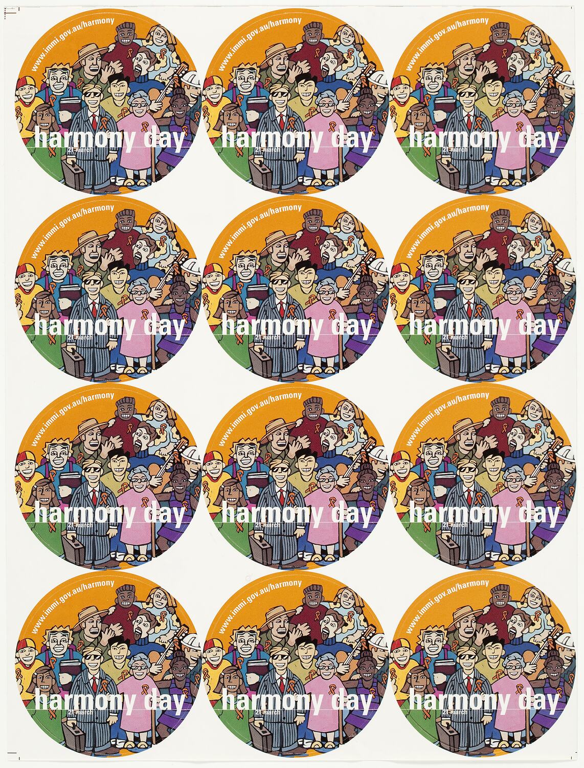 Sheet of Stickers - Harmony Day, Department of Immigration, 2004
