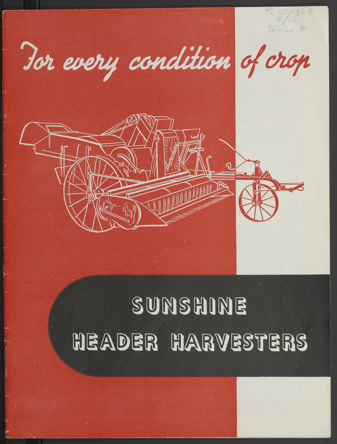 Product Information - H.V. McKay Massey Harris, 'Sunshine Header ...
