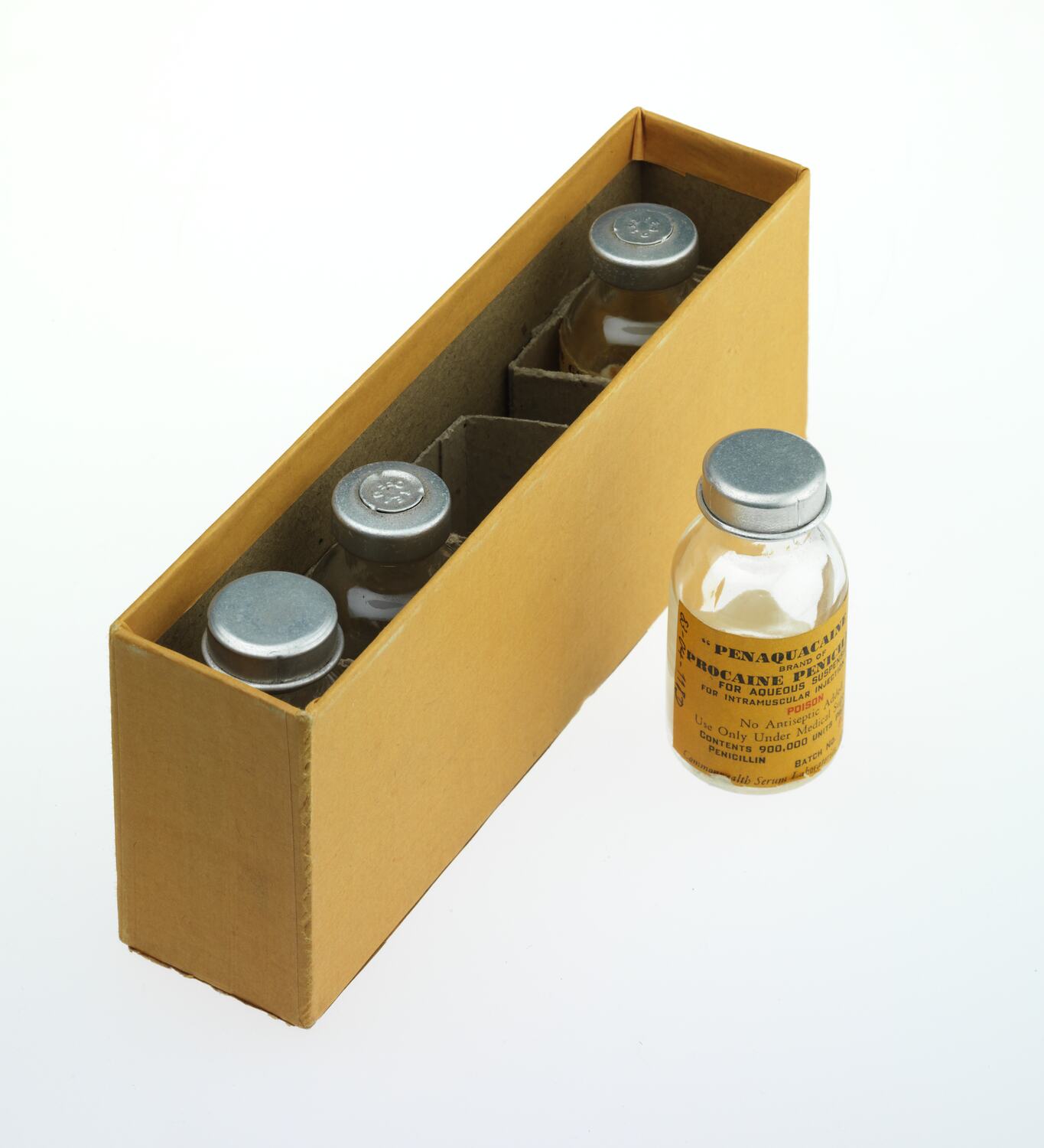 Penicillin Bottle Pack - Penaquacaine G, Batch No PL20, circa 1950s