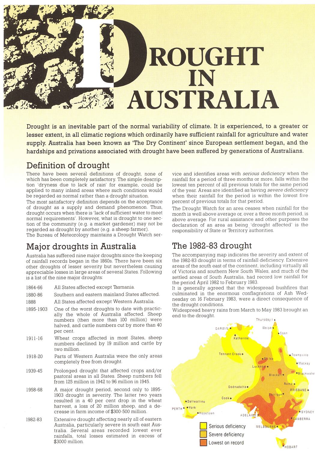 Leaflet - Bureau of Meteorology, 'Drought in Australia', 1991