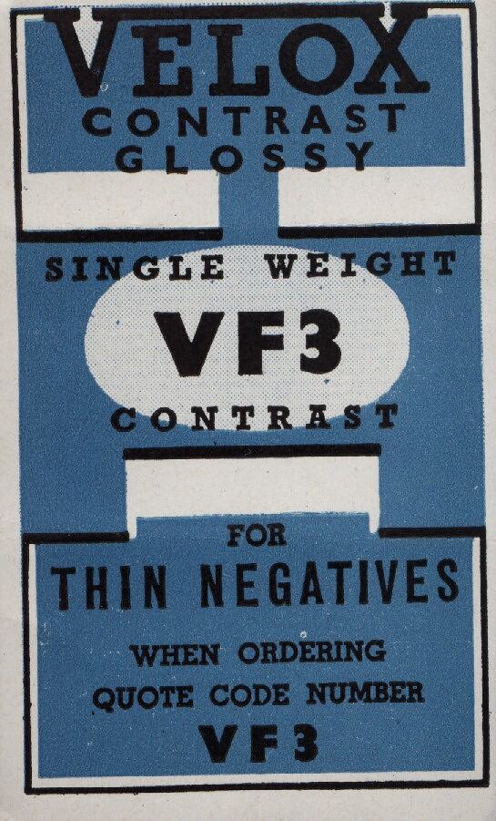 Label - Photographic Paper, Kodak Australasia Pty Ltd, 'Velox Contrast ...