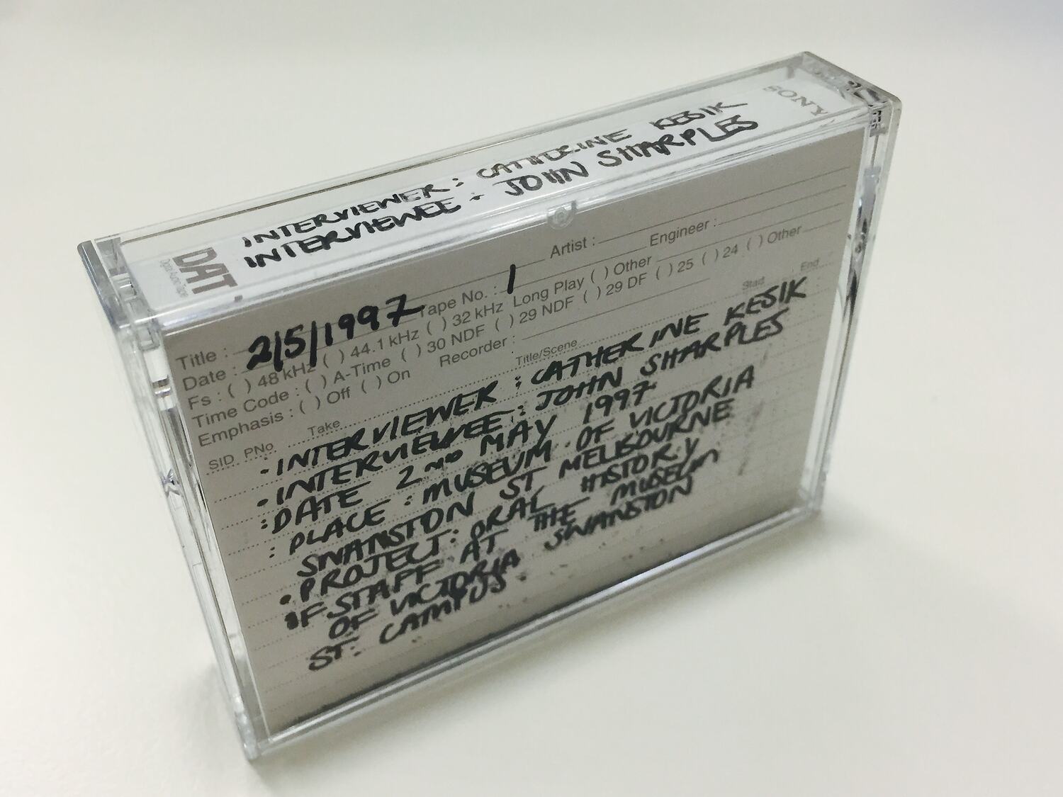 Interview - John Sharples, Museum of Victoria, DAT Recording, Melbourne ...
