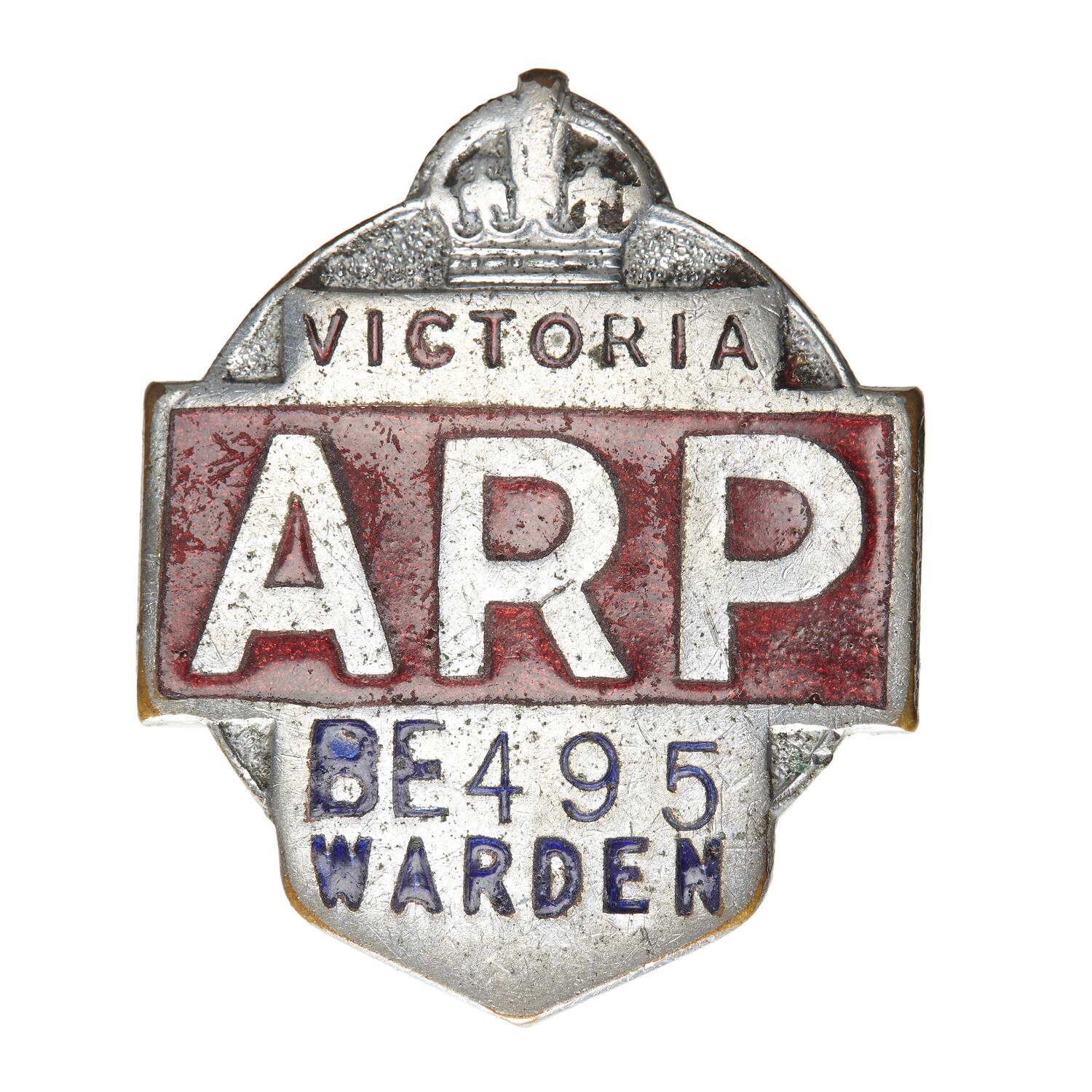 Badge - BE 495, 'ARP' Warden, Victoria, World War II, 1939-1945
