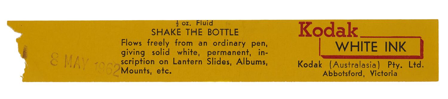 Label - Kodak Australasia Pty Ltd, Kodak White Ink, Abbotsford ...