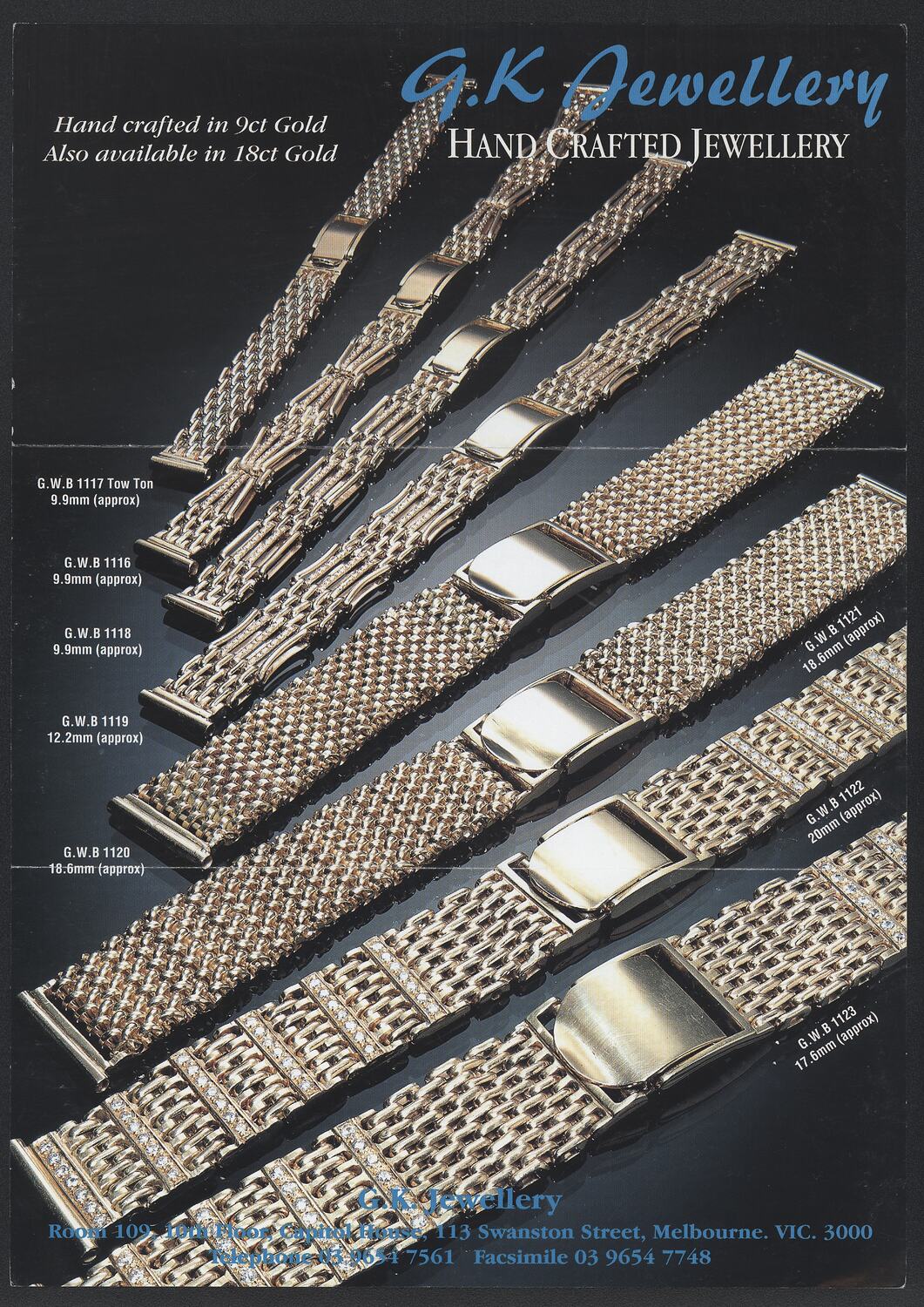 Advertisement - Custom Watch Bands, G.K. Jewellery, Melbourne, circa ...