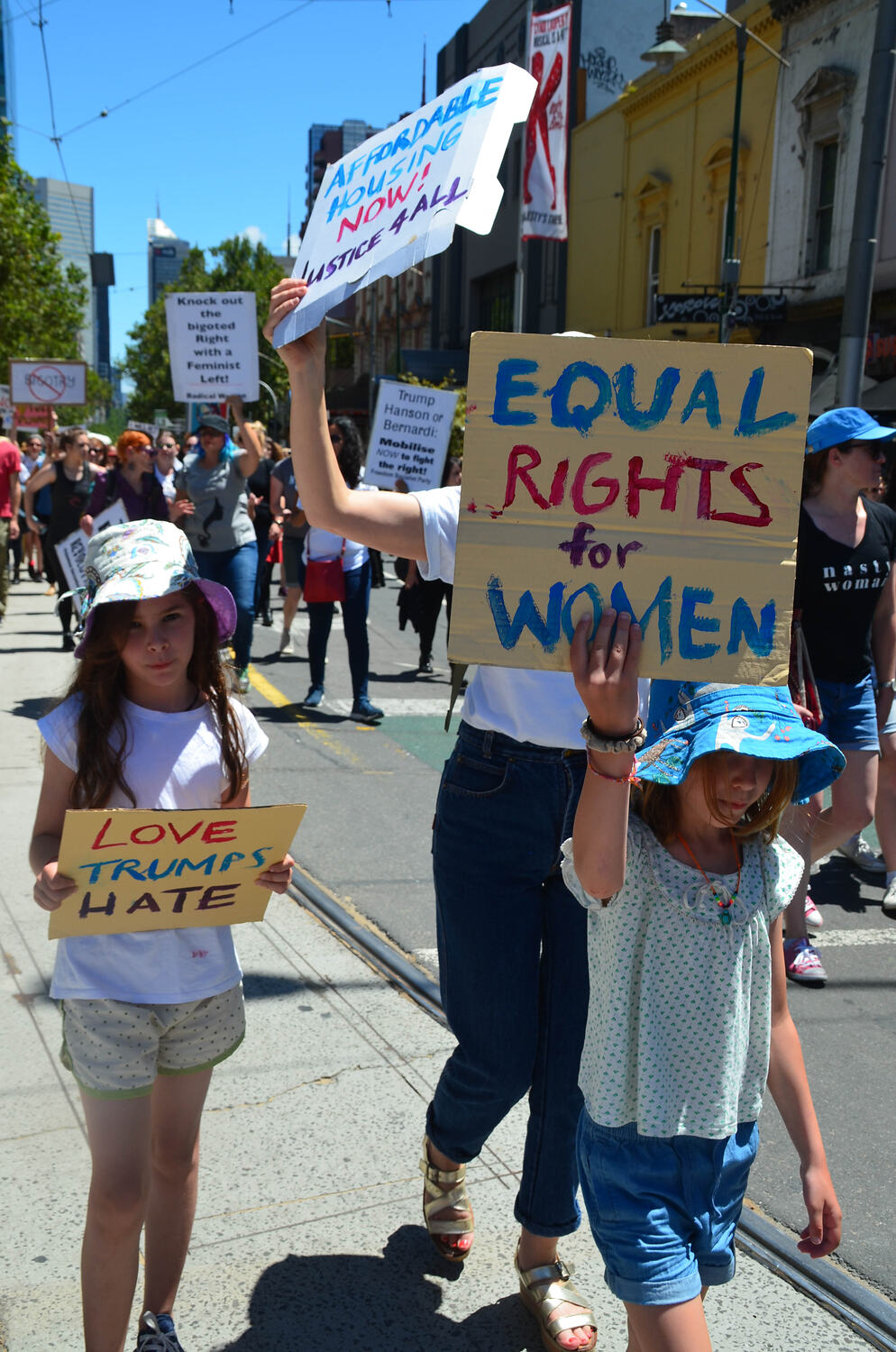 Digital Photograph - Two Young Girls with Signs Marching, Women's March ...