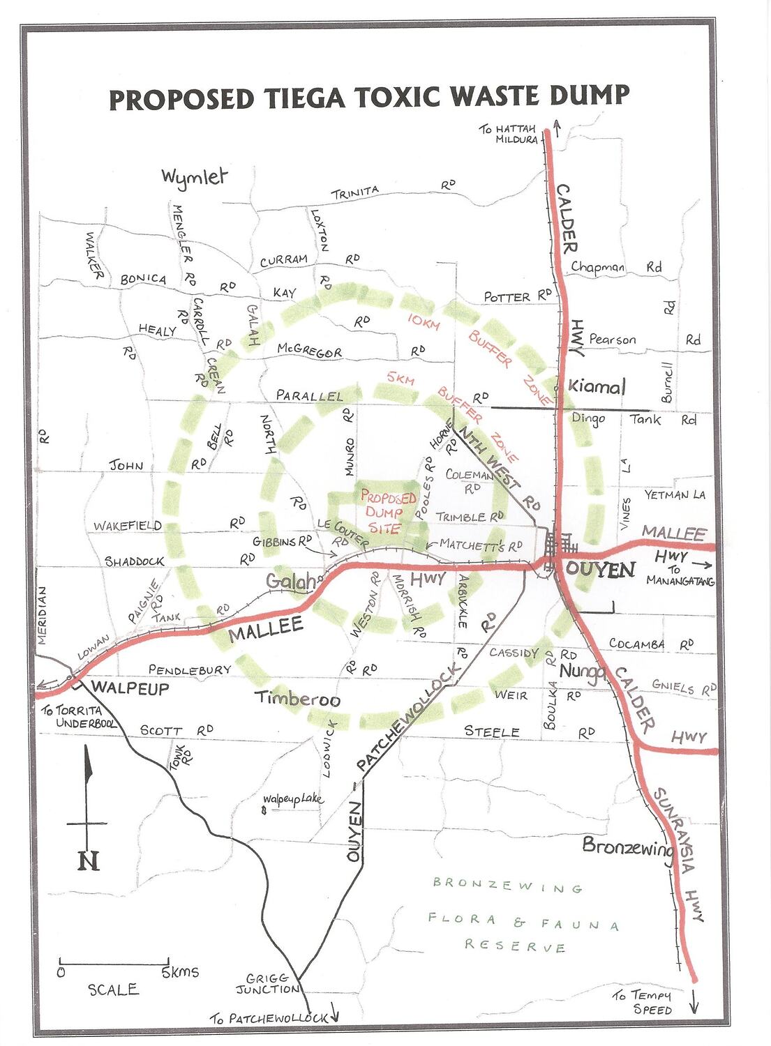 Map - Proposed Toxic Waste Dump, Women on Farms Gathering, Horsham, 2004
