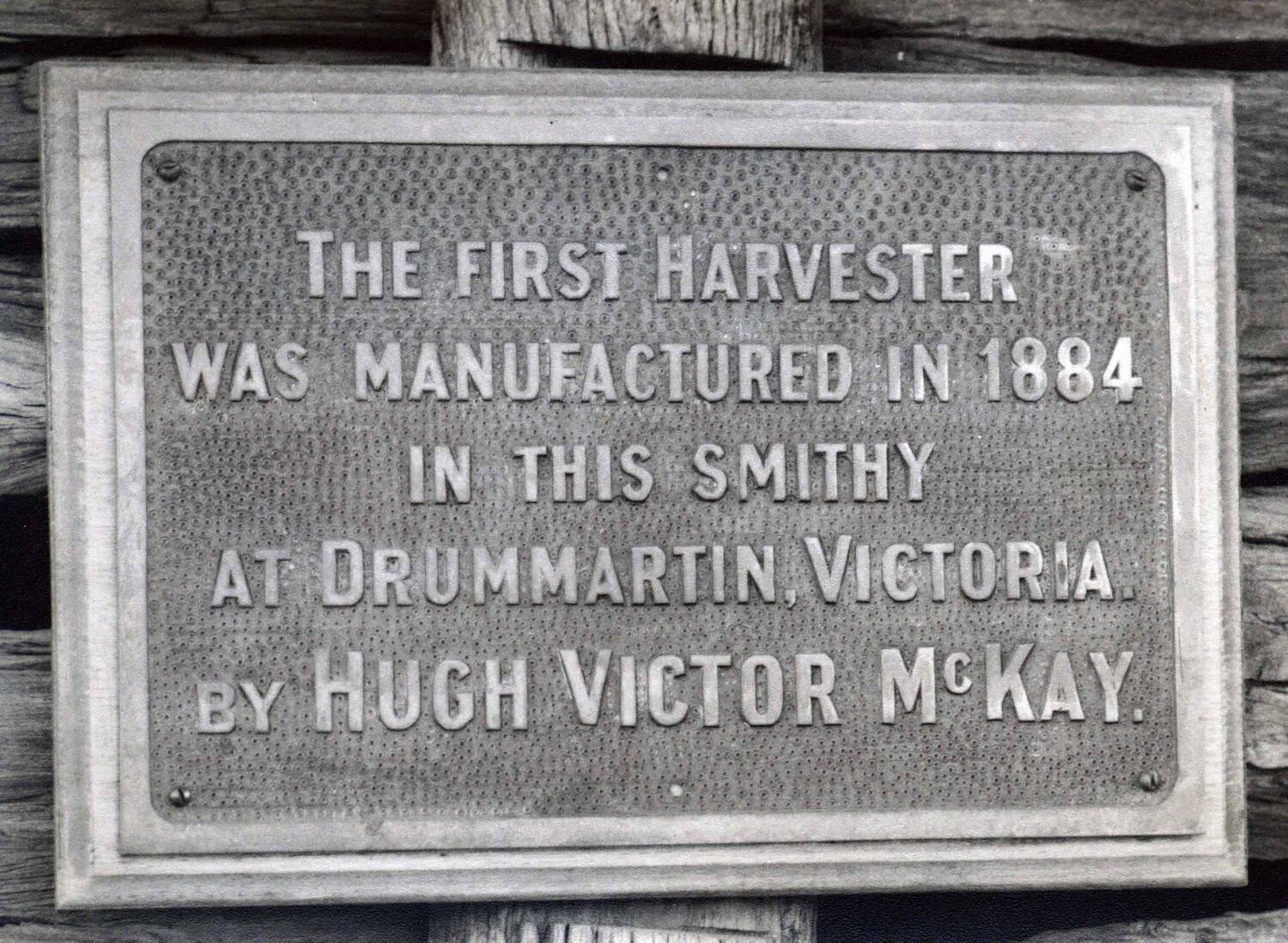 Photograph - Massey Ferguson, Plaque of HV McKay's Original Smithy ...
