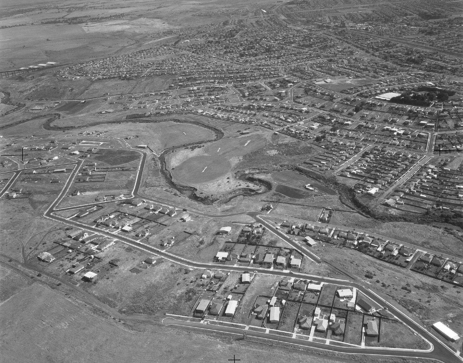 Negative - Aerial View of Essendon, Victoria, 31 Dec 1964