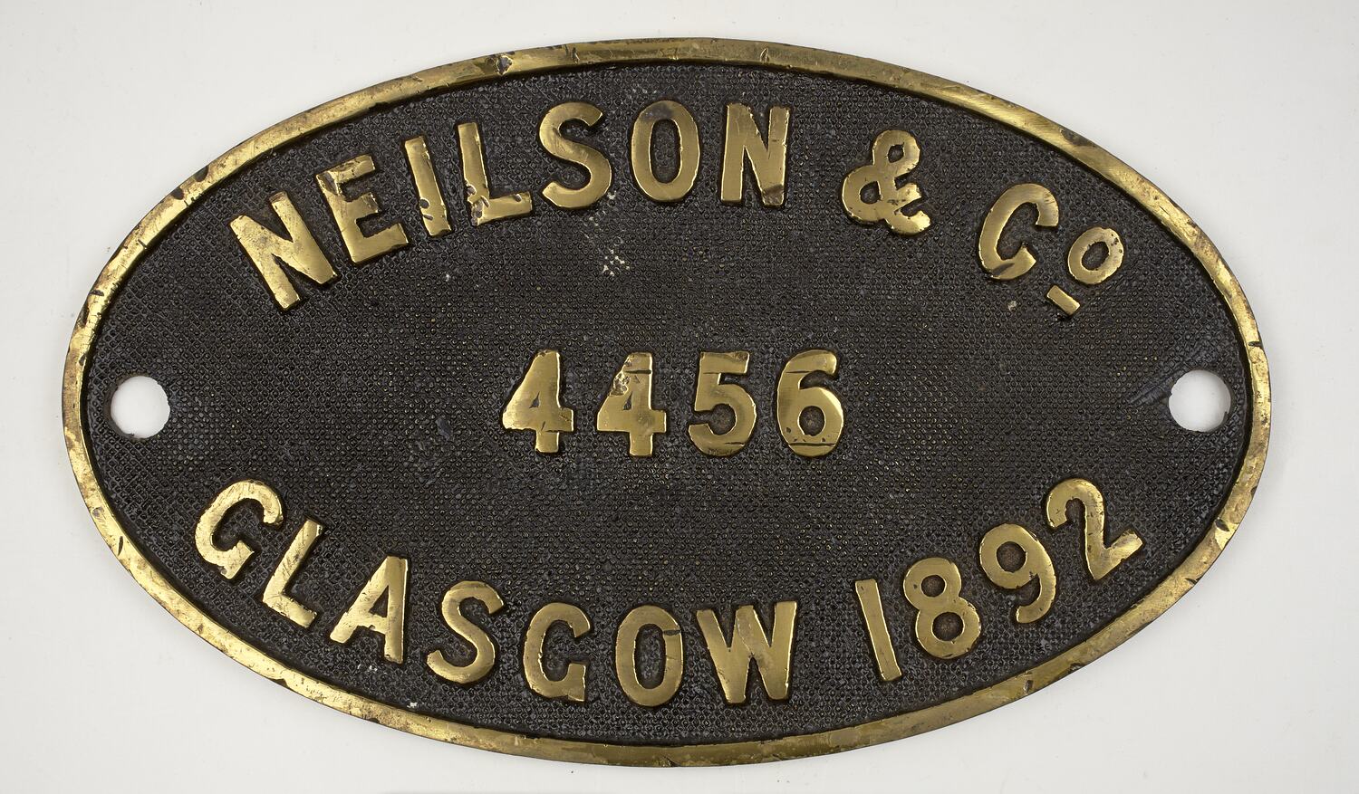 Locomotive Builders Plate - Neilson & Co., Glasgow, Scotland, 1892