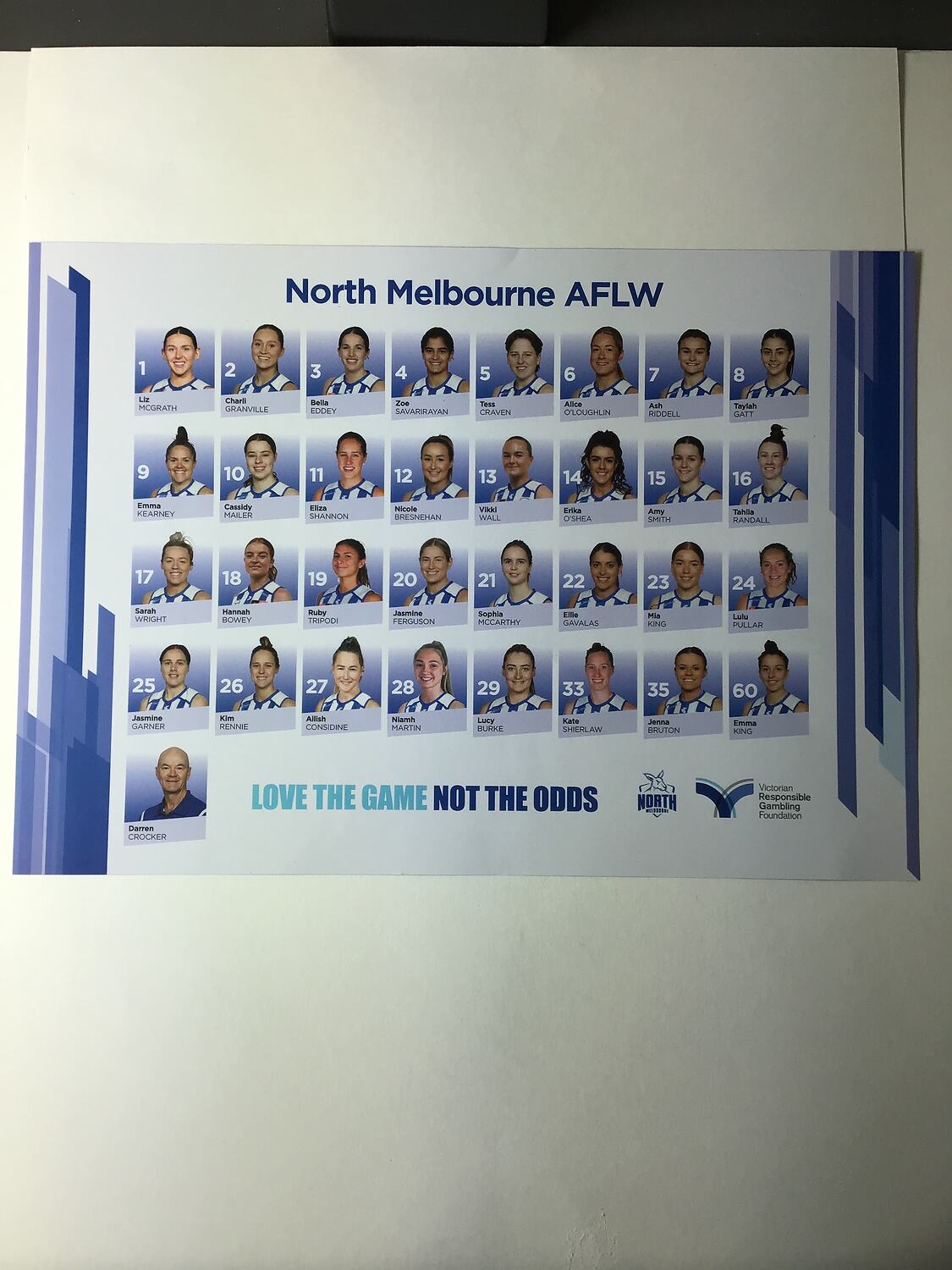 Team Portrait Poster - AFL Women's (AFLW) Competition North Melbourne ...