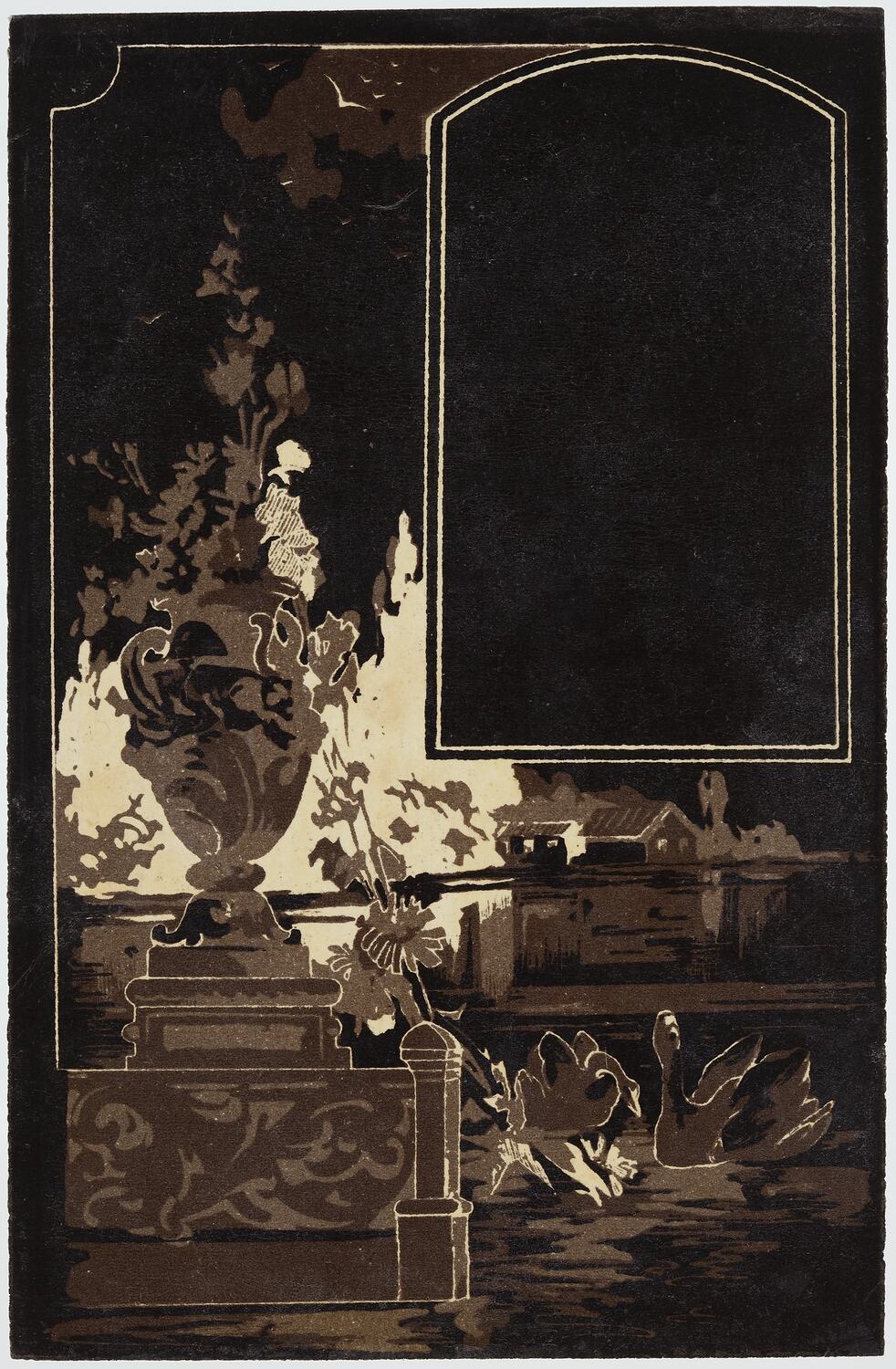 Negative Vignette - Urn and Swans, circa 1900