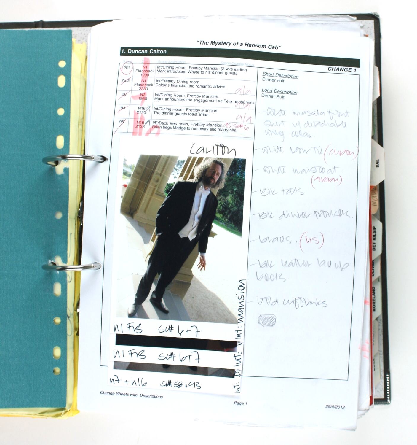 Continuity Folder - `The Mystery of A Hansom Cab', Burberry ...