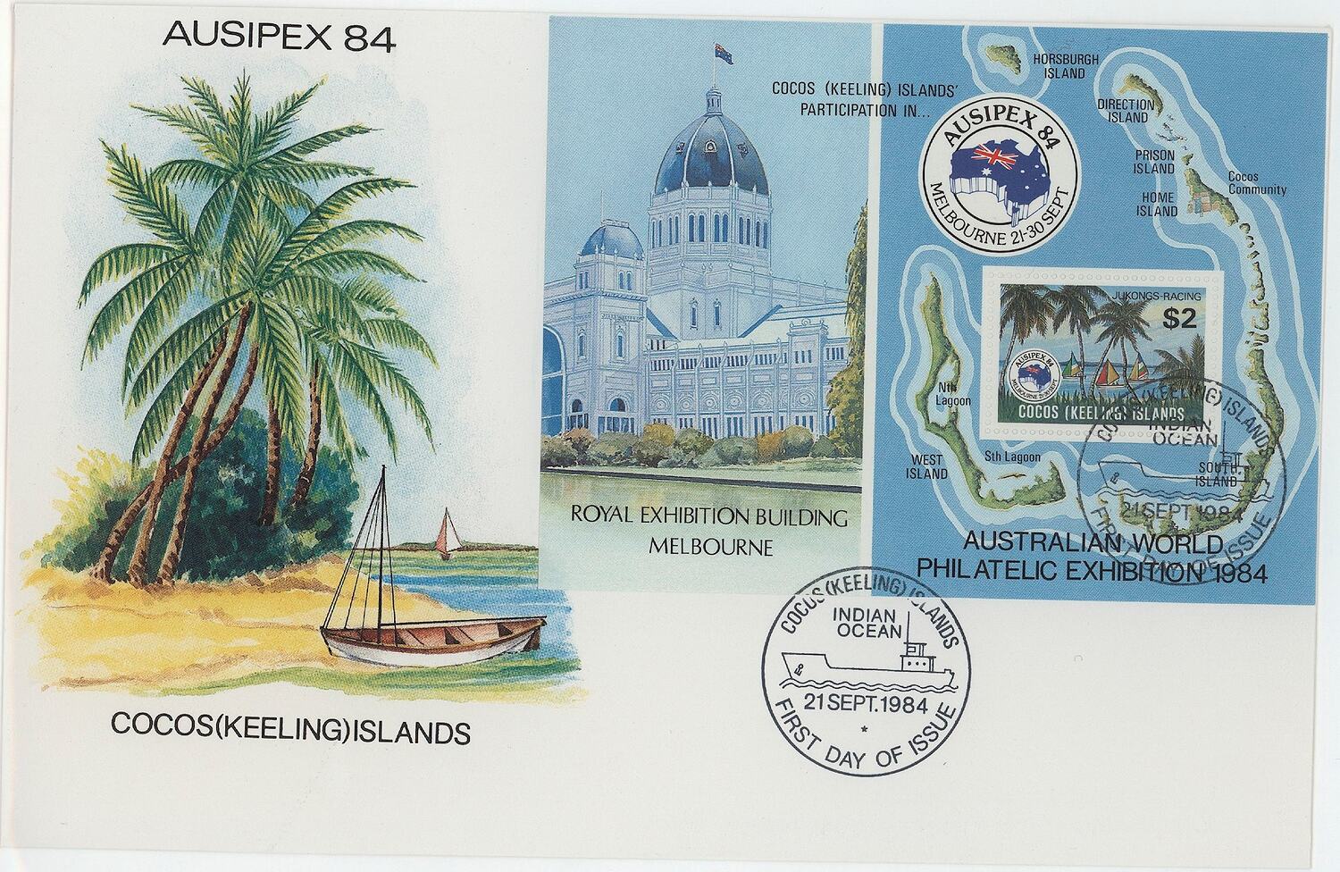 First Day Cover - Cocos (Keeling) Islands, Ausipex 84, 21-30 Sep 1984