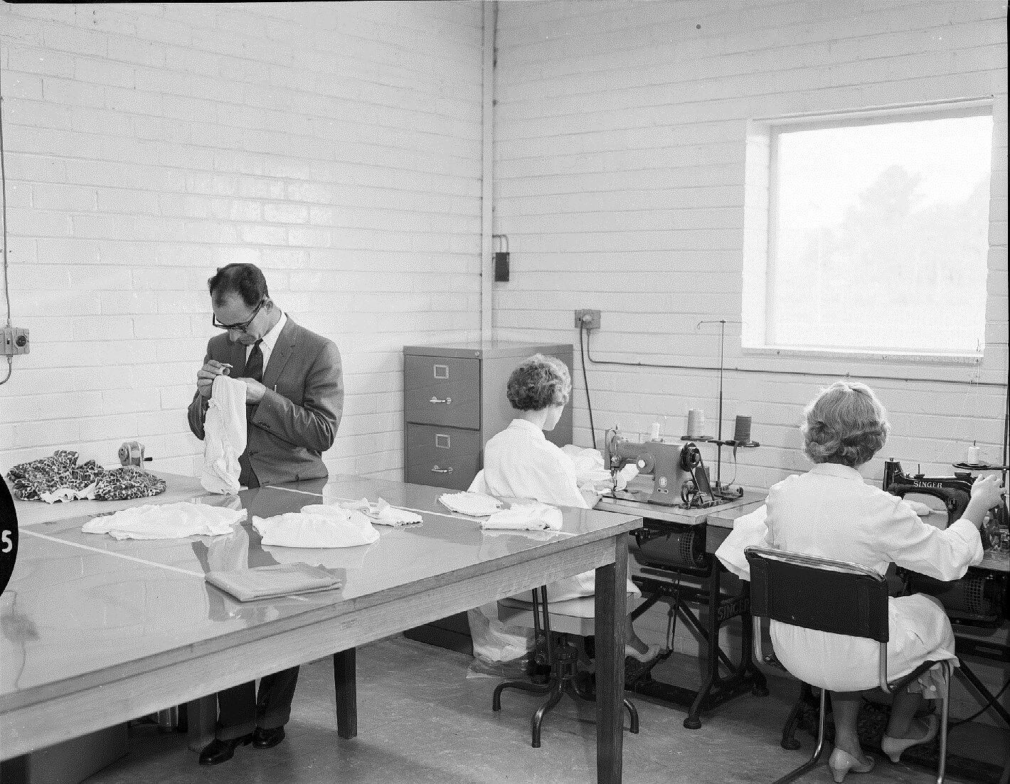 Negative - British Nylon Spinners, Two Women Using Sewing Machines ...