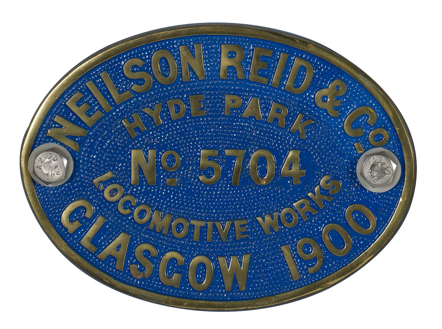 Locomotive Builders Plate - Neilson Reid & Co., Glasgow, Scotland, 1900