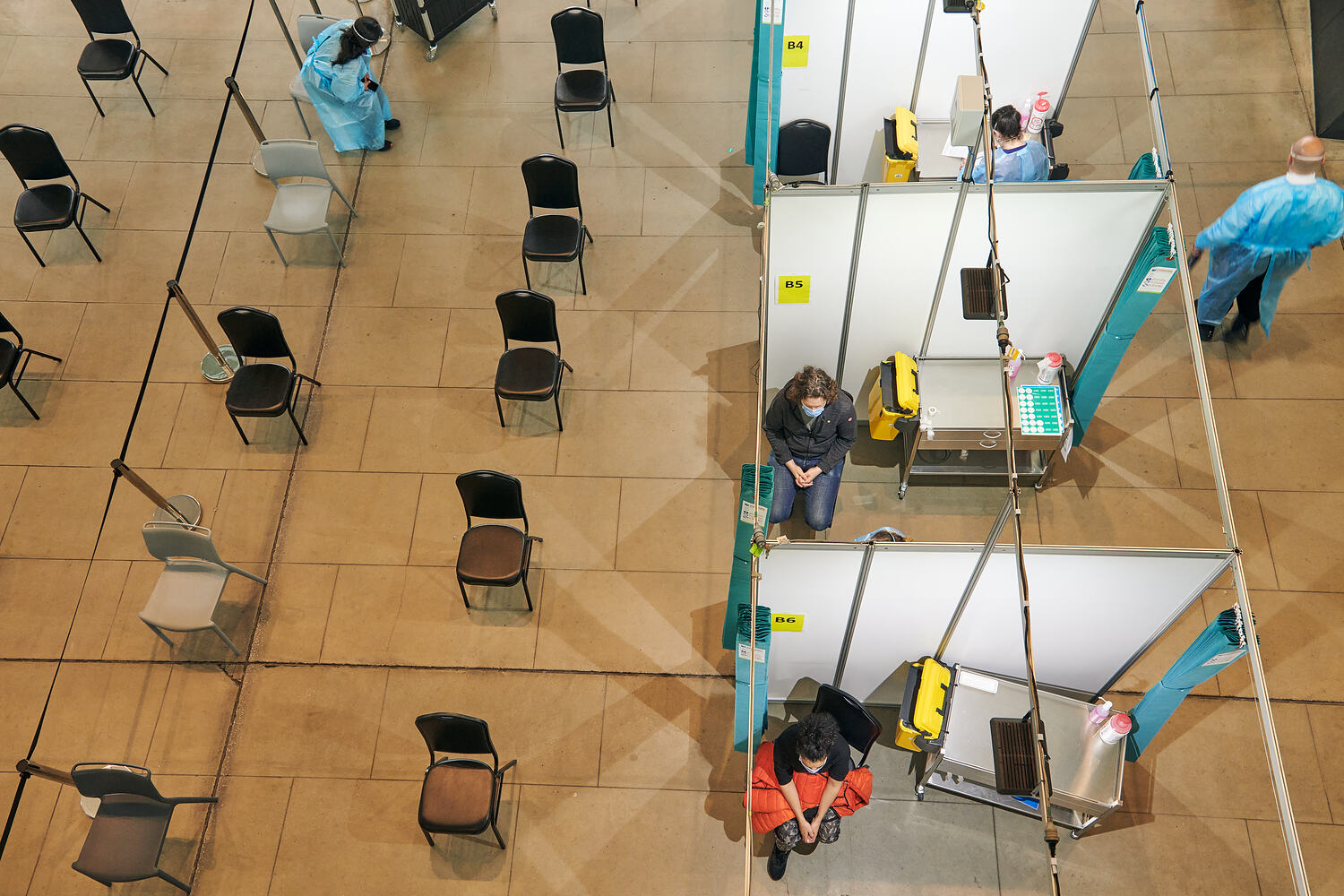 Digital Photograph - Vaccination Cubicals from Above, St Vincent's ...