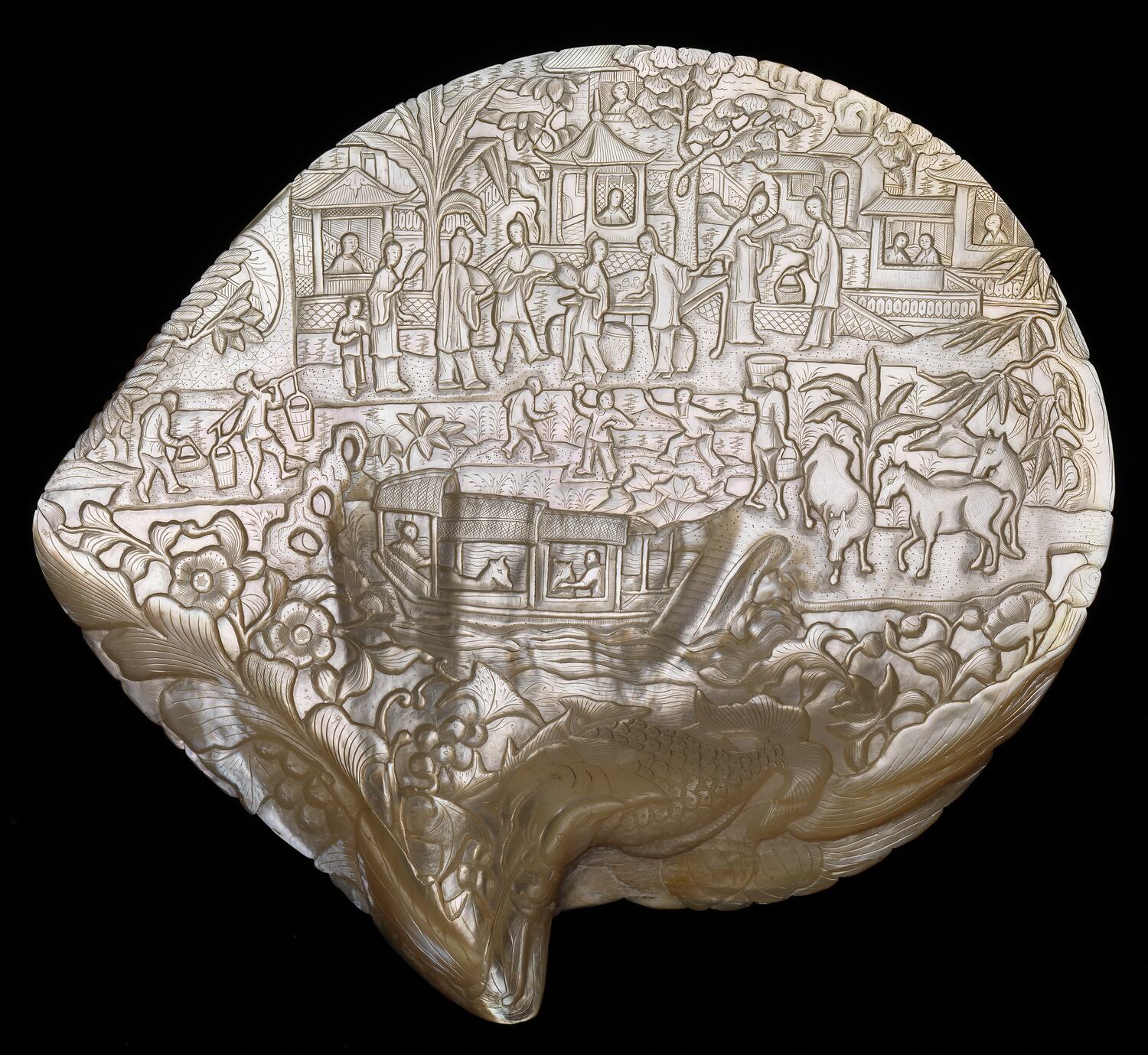 Shell - Carved Mother-of-Pearl, China, Late Qing Dynasty, circa 1880