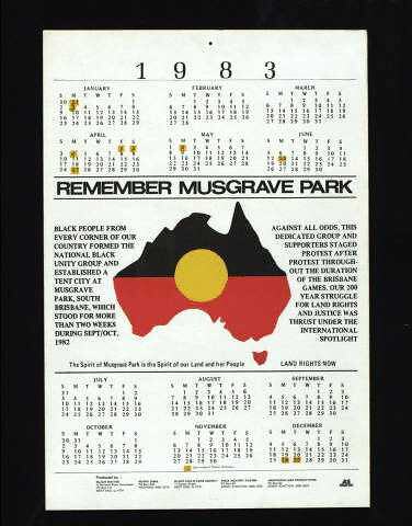 Calendar. Queensland, Australia. 1983