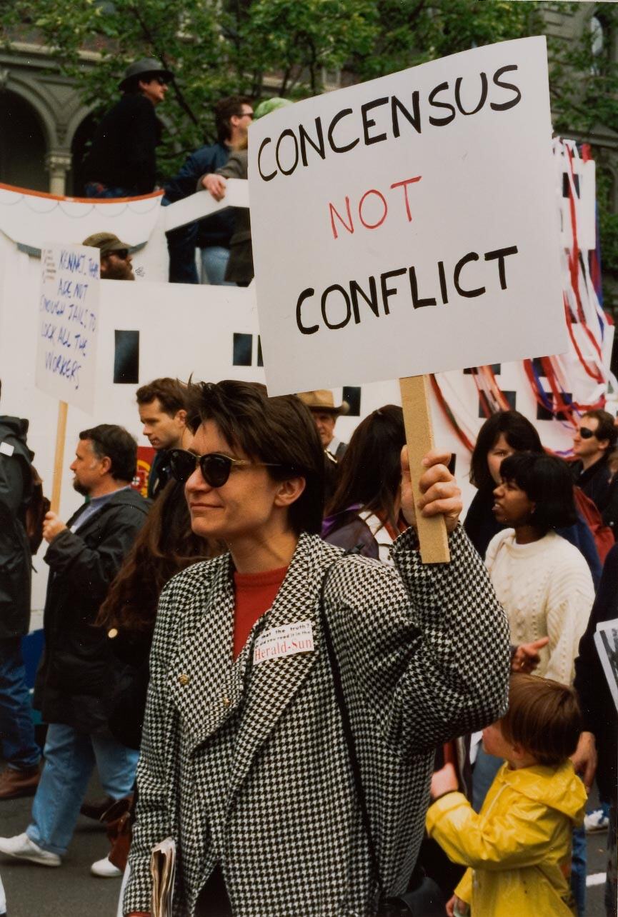 Digital Photograph - Woman Marching in Street Demonstration, Holding ...