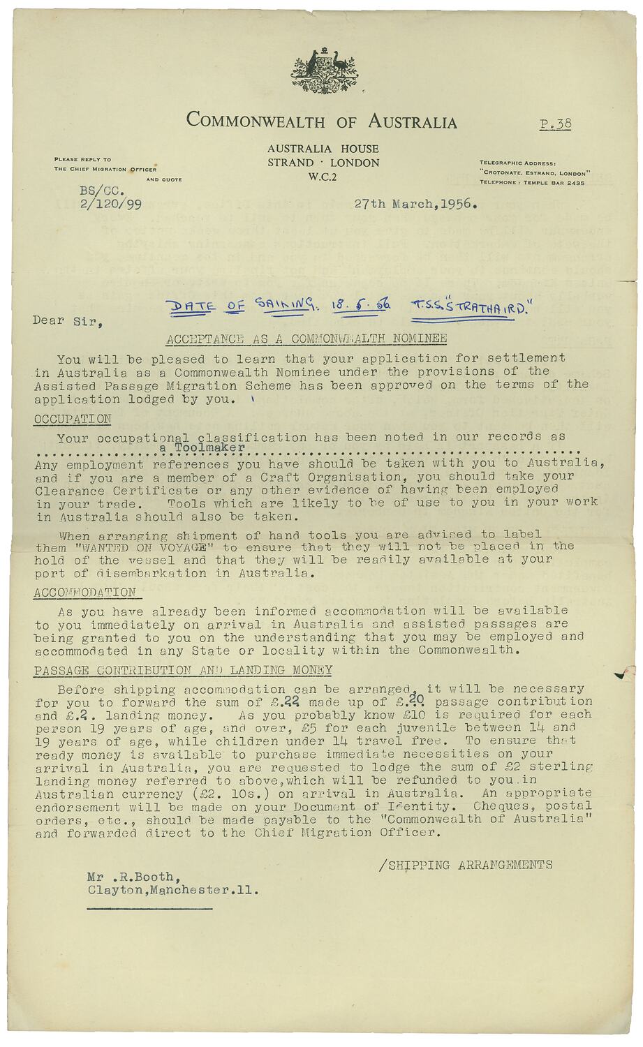 Letter - Acceptance as a Commonwealth Nominee, Commonwealth of ...
