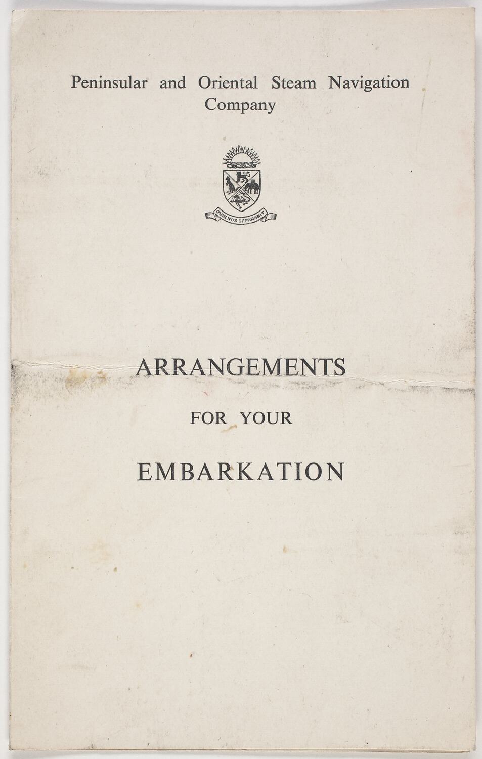 Leaflet - Arrangements for Your Embarkation, P&O Line, 1956