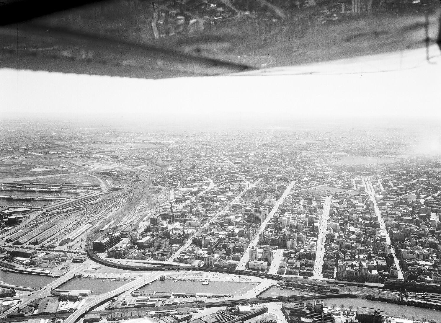 Negative - Aerial View of Melbourne, circa 1955
