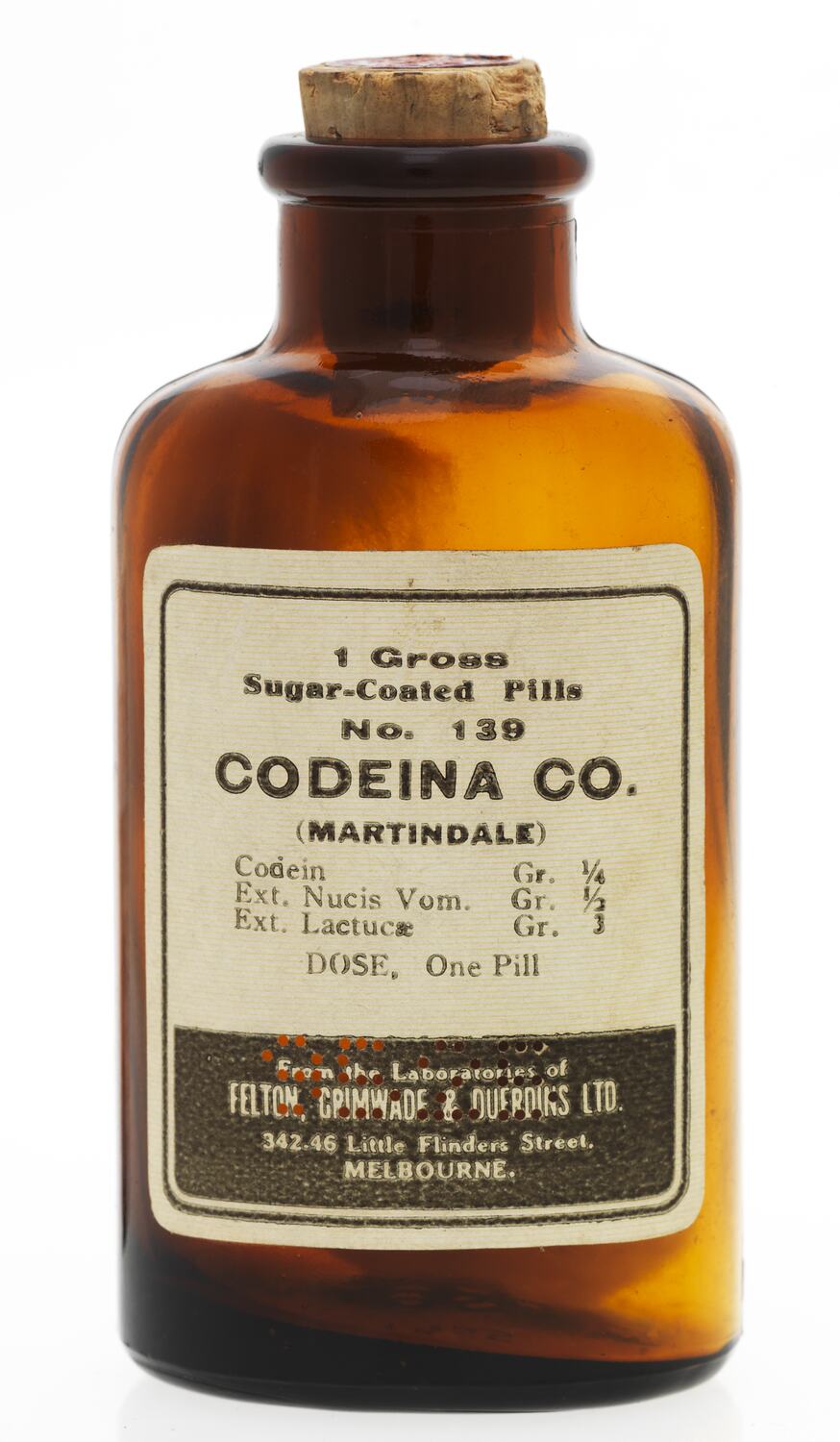 Bottle - Codeine, Felton, Grimwade & Duerdins Ltd, circa 1935